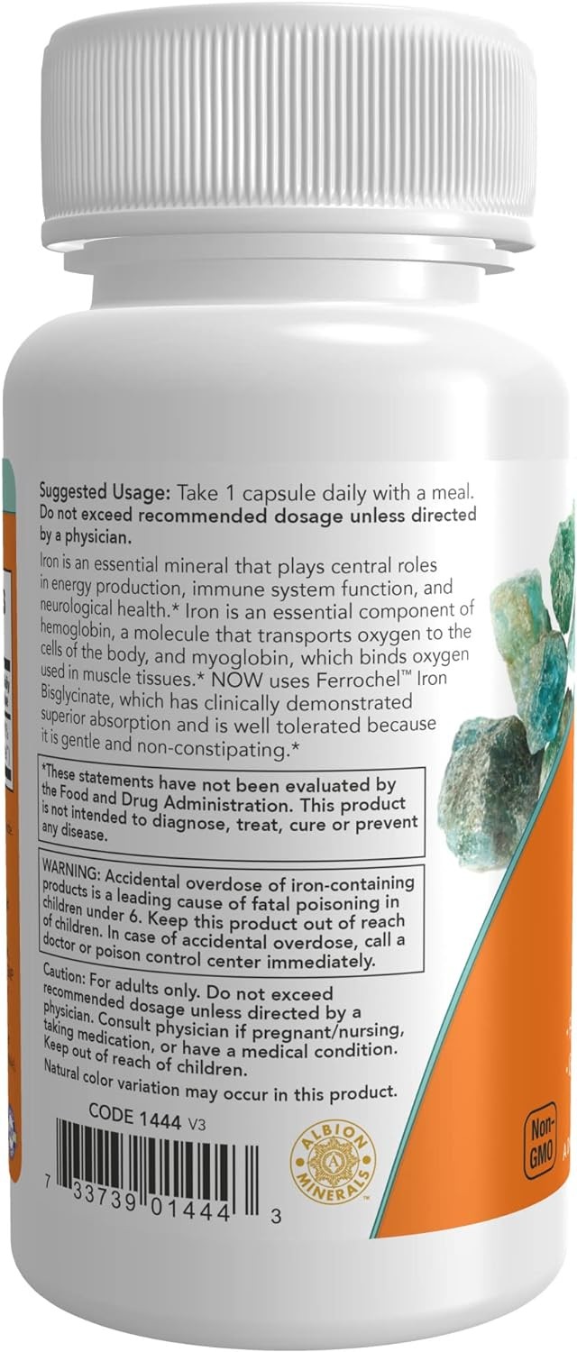 Now Iron 36 mg, Double Strength Veg Capsules
